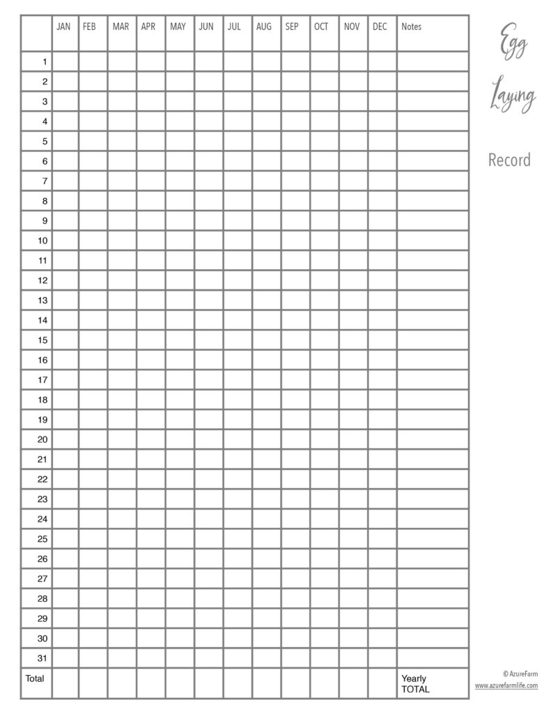 Printable Poultry Record Keeping Templates - Printables Template Free