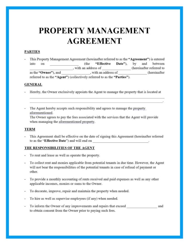 Printable Property Management Agreement Template - Printables Template Free Printable Property Management Agreement Template - Printables Template Free